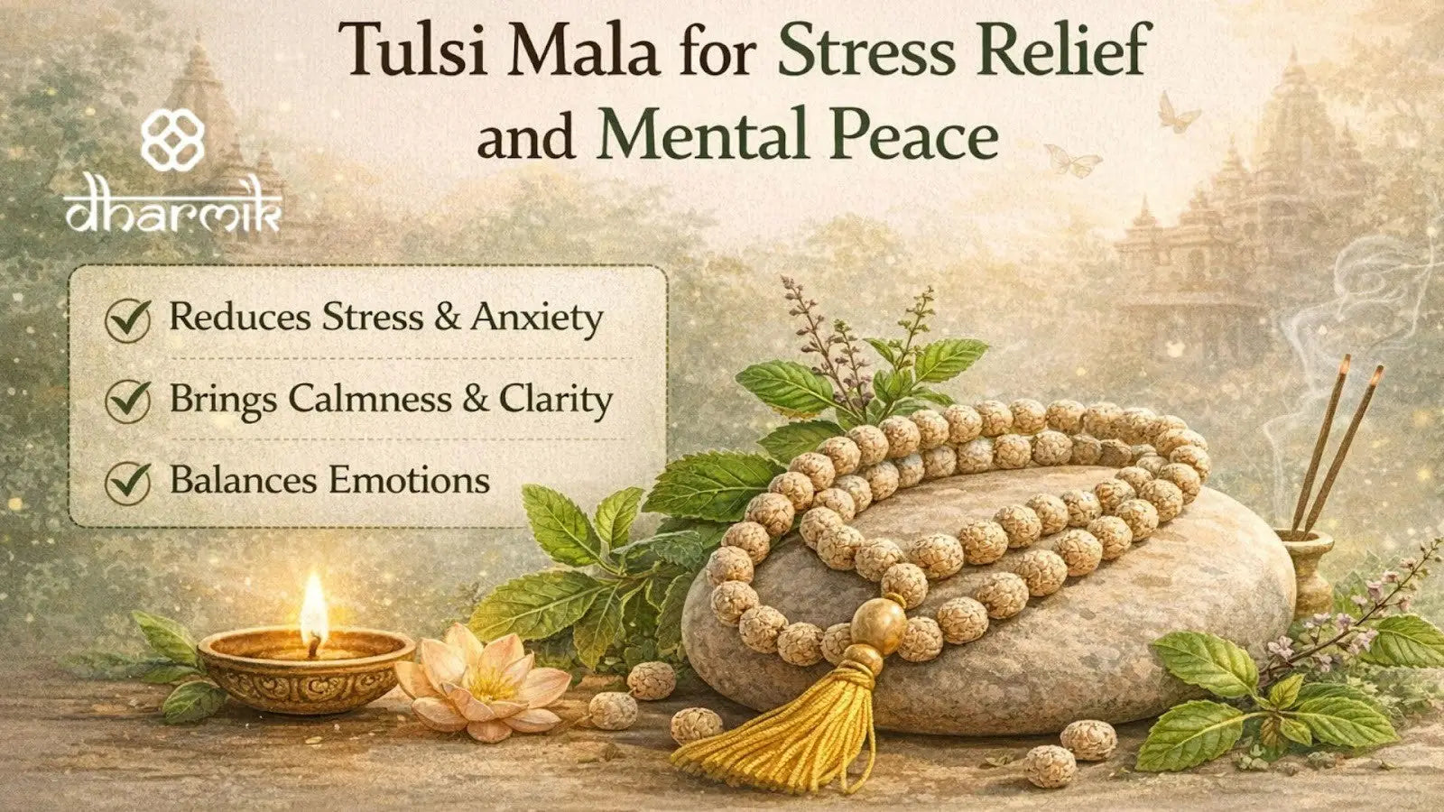 Tulsi Mala for Stress Relief & Mental Peace | Complete Guide – Dharmik